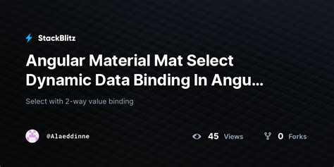 Angular Material Mat Select Dynamic Data Binding In Angu Forked