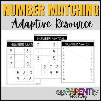 Number Matching Number Identification By ApPARENTly Teaching TPT