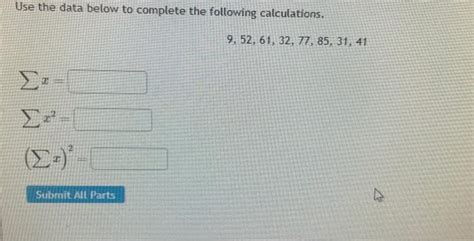 Solved Use The Data Below To Complete The Following Chegg Com