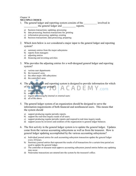 1 The General Ledger And Reporting System Consists Of The Involved In The General