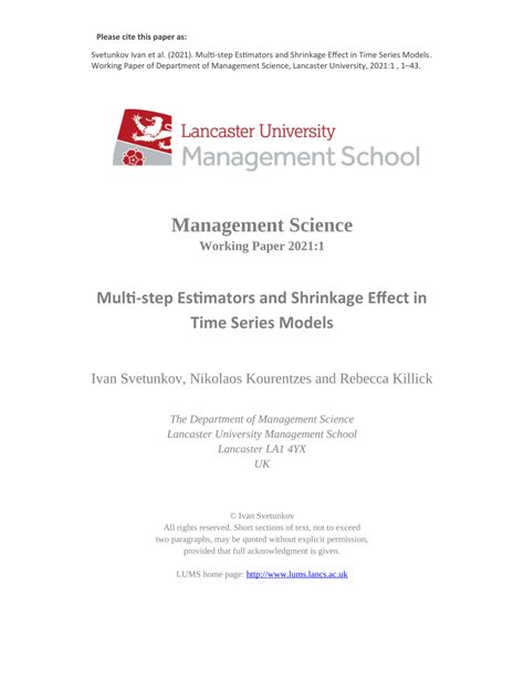 Pdf Multi Step Estimators And Shrinkage Effect In Time Series Models