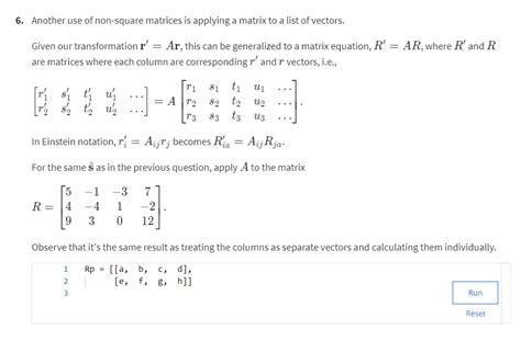 Solved 6 Another Use Of Non Square Matrices Is Applying A