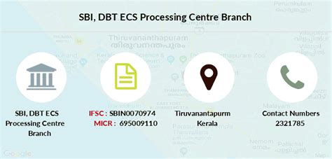 Sbi Dbt Ecs Processing Centre Ifsc Code Sbin0070974