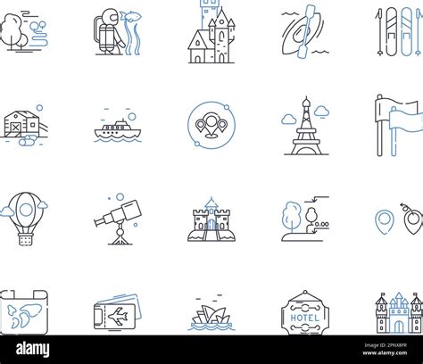 Journey Arranger Line Icons Collection Route Map Guide Planner Itinerary Adventure Travel