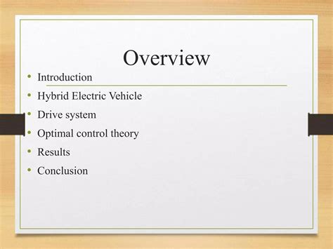 Application Of Optimal Control Theory To Hev Pptx