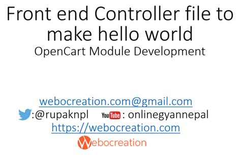 Front End Controller File To Make Hello World Opencart Module