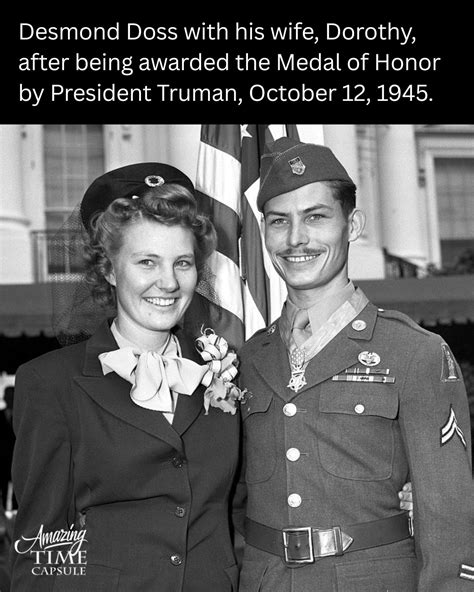 Amazing On October 12 1945 Army Medic Desmond Doss Stood Proudly With His Wife Dorothy After