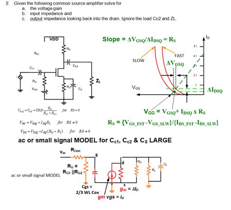 solved 2 given the following common source amplifier solve