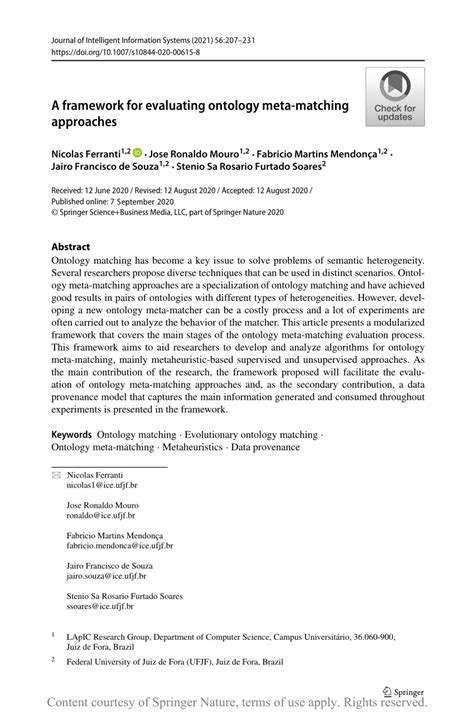 A Framework For Evaluating Ontology Meta Matching Approaches Request Pdf