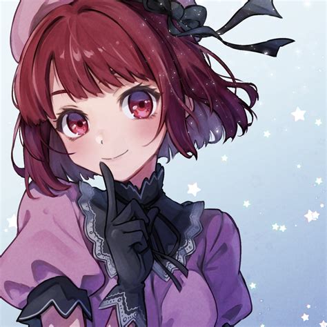 Yuri Yone Arima Kana Oshi No Ko Highres 1girl Beret Black Gloves Blush Bob Cut Finger