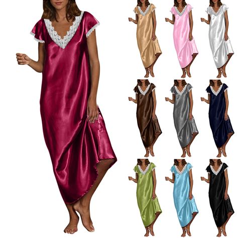 Feancey Fall Savings Womens Long Silky Nightgowns Cozy Plus Size Sleep