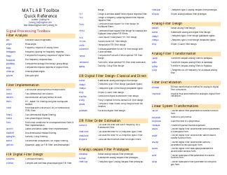 Matlab Toolbox Quick Reference Sheet Download Printable PDF Templateroller