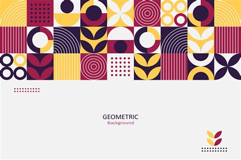 추상적 인 기하학적 배경 원 반원 점 및 선의 간단한 모양으로 모자이크 패턴의 다채로운 템플릿 평면 디자인 목록에 대한 스톡 벡터 아트 및 기타 이미지 Istock