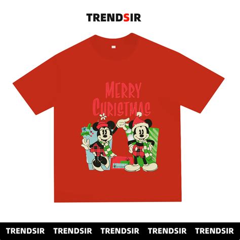 เสื้อยืดเกาหลี 🌟 เสื้อโอเวอร์ไซส์ 🎄 Mickey Christmas T Shirt มิกกี้มินนี่ฉลองคริสต์มาส Shopee
