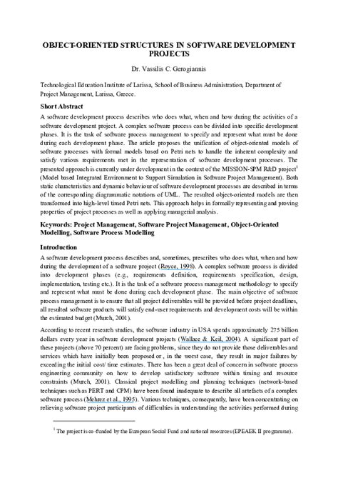 Pdf Object Oriented Structures In Software Development Projects