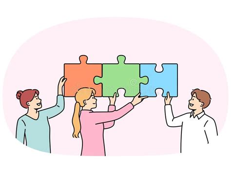 Teamwork Business People Putting Together Puzzle To Jointly Solve Problem Increasing Company