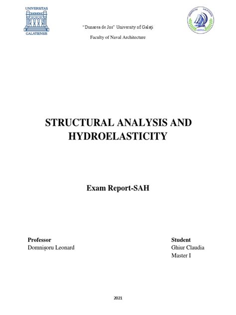 Structural Analysis And Hydroelasticity Exam Report Sah Pdf Deformation Engineering