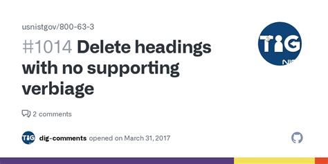 Delete Headings With No Supporting Verbiage · Issue 1014 · Usnistgov800 63 3 · Github
