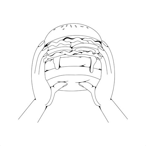 Premium Vector Hand Draw Hand Holding Burger Concept Illustration