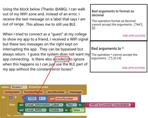 Getting System Messages Bad Arguments To While Using Wifi And Ble Mit App Inventor Help