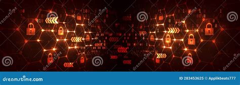 Hexagonal Grid Background With Padlocks Iconsecurity And Blockchain Network Concept Stock