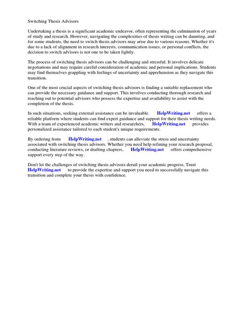 Switching Thesis Advisors Pdf Thesis Doctor Of Philosophy