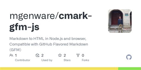 Github Mgenware Cmark Gfm Js Markdown To Html In Node Js And Browser Compatible With Github