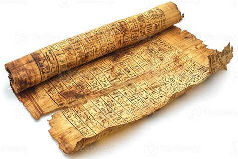 Ancient Papyrus Scroll With Intricate Hieroglyphics And Aged Parchment