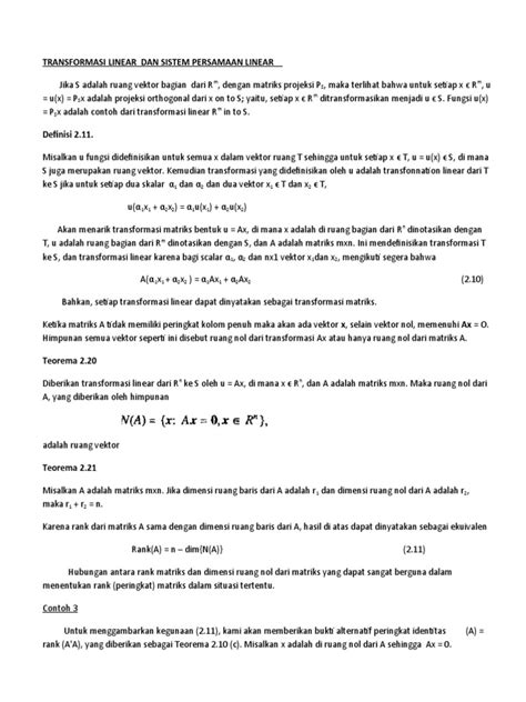 Transformasi Linear Dan Sistem Persamaan Linear Pdf