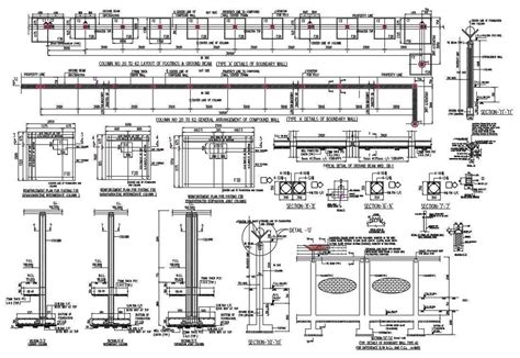 Detailed Section Of Boundary Wall Layout And Details For Plot Were Given In This Auto Cad
