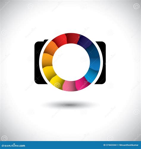 Abstract SLR Digital Camera With Colorful Shutter Vector Icon Stock Vector Illustration Of