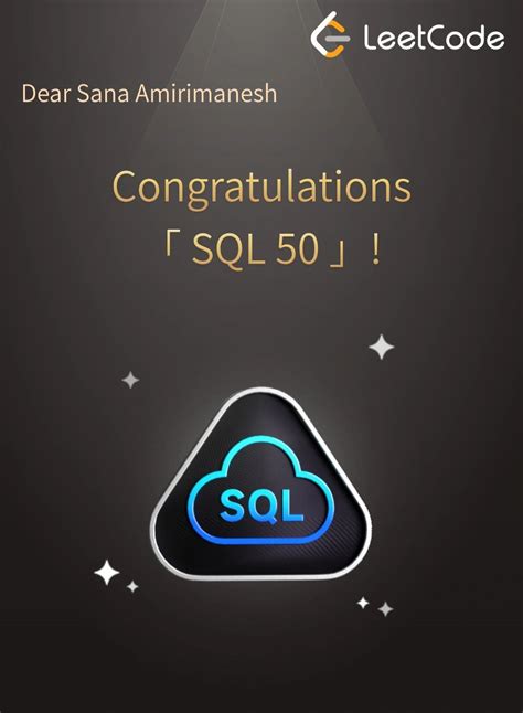 🎉leetcode sql badge unlocked 🎉 i recently completed a leetcode sql… sana amiri manesh
