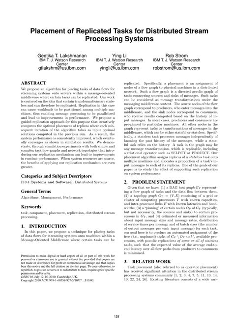 Pdf Placement Of Replicated Tasks For Distributed Stream Processing Systems