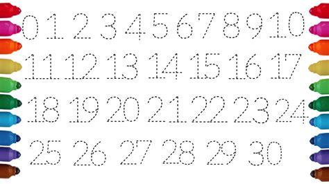 그림자 점선을 따라서 색깔 사인펜으로 숫자 1부터 30까지 따라 써 보았어요 숫자배우기 Youtube