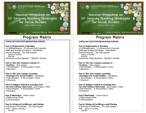 Program Matrix Program Matrix Topicactivityspeakerfacilitator Topic