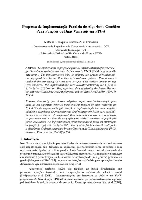 Pdf Proposta De Implementação Paralela De Algoritmo Genético Para