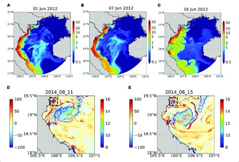 A C Surface Tracer Concentration On 01 June 2012 A 07 June 2012 Download Scientific