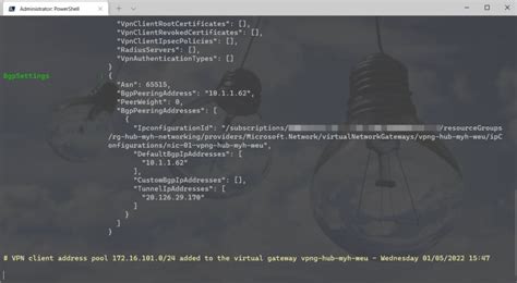 azure powershell script configure a p2s vpn to an existing vnet using azure certificate