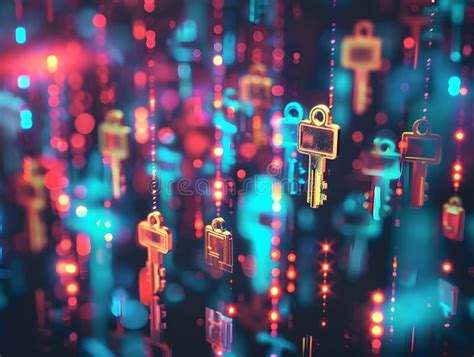 Abstract Encryption Key Dance Digital Security Concept Background Art Stock Illustration