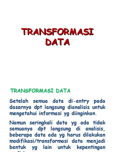 Transformasi Data Pdf