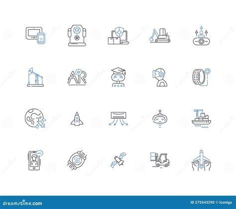 Machineries Line Icons Collection Automation Fabrication