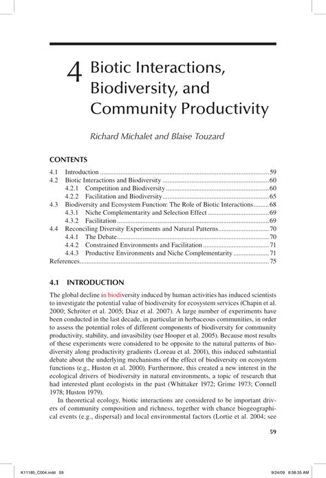 Pdf Biotic Interactions Biodiversity And Community Productivity