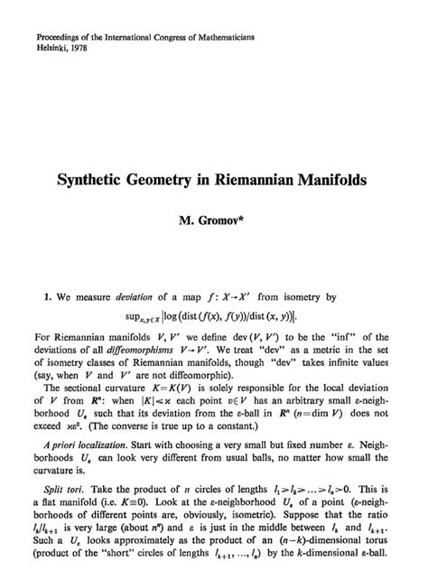 Pdf Synthetic Geometry In Riemannian Manifolds Dokumen Tips
