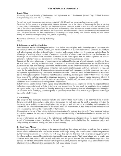 Pdf Web Mining In E Commerce