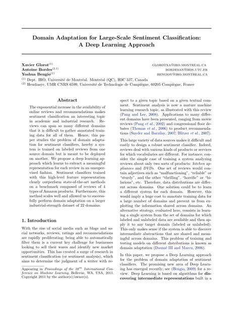 Pdf Domain Adaptation For Large Scale Sentiment Classification A Deep Learning Approach