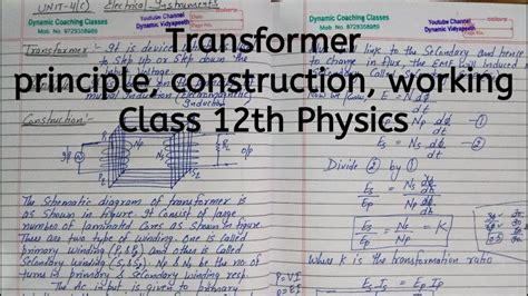 Transformer Principle Construction Working Chapter 7 Alternating Current Class 12 Physics