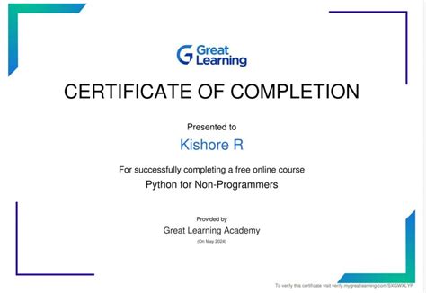 kishore r on linkedin greatlearningacademy greatlearning glacertificate python
