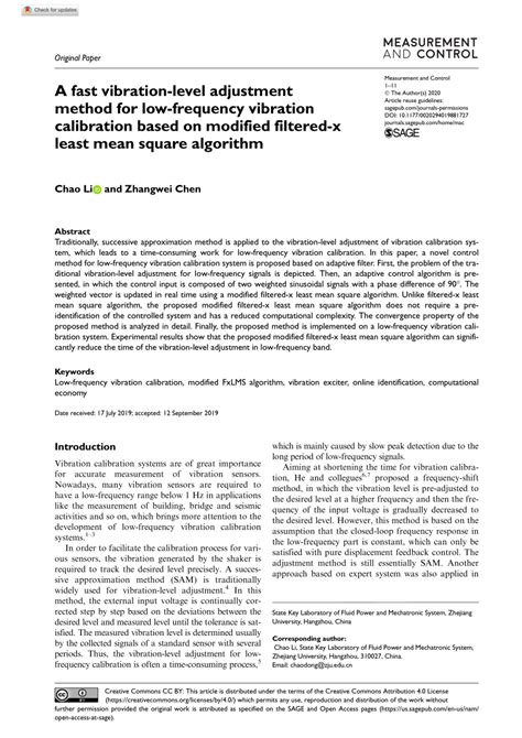 Pdf A Fast Vibration Level Adjustment Method For Low Frequency