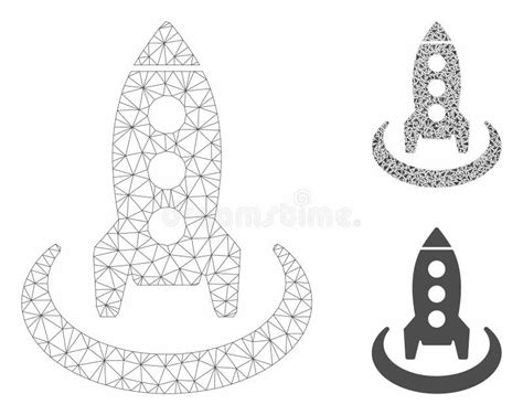 Rocket Start Position Vector Mesh Carcass Model And Triangle Mosaic
