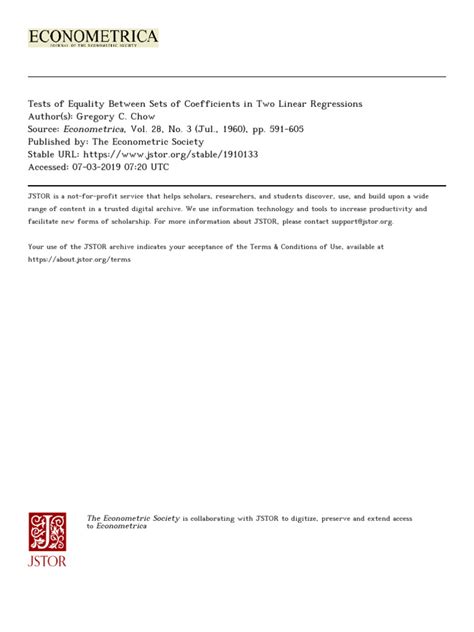 Chow Tests Of Equality Between Sets Of Coefficients In Two Linear